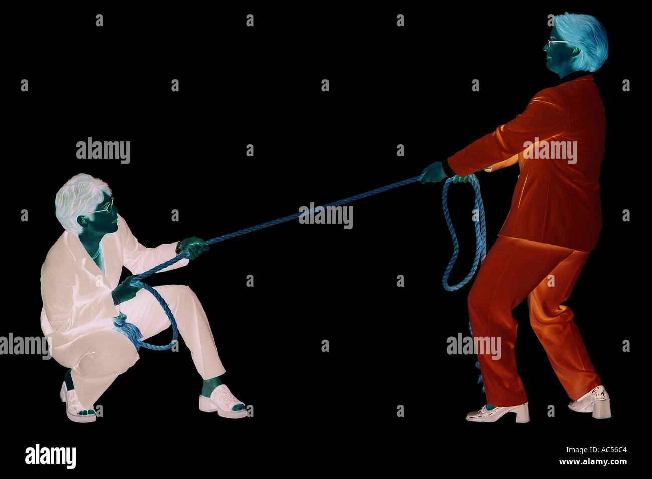 Business pulling rope tug woman work working person people Stock Photo ...