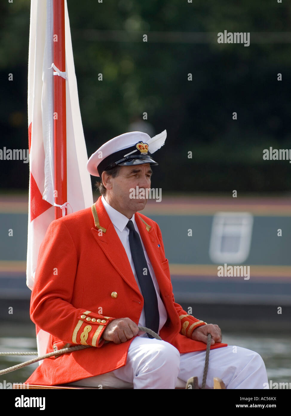 The swan Marker on a traditional Thames rowing skiff at the annual swan ...