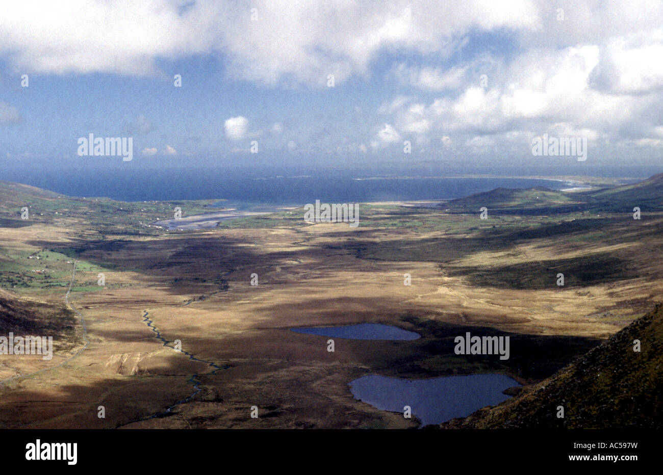 Cloghane River Valley and the distant Brandon Bay, Dingle Peninsula ...