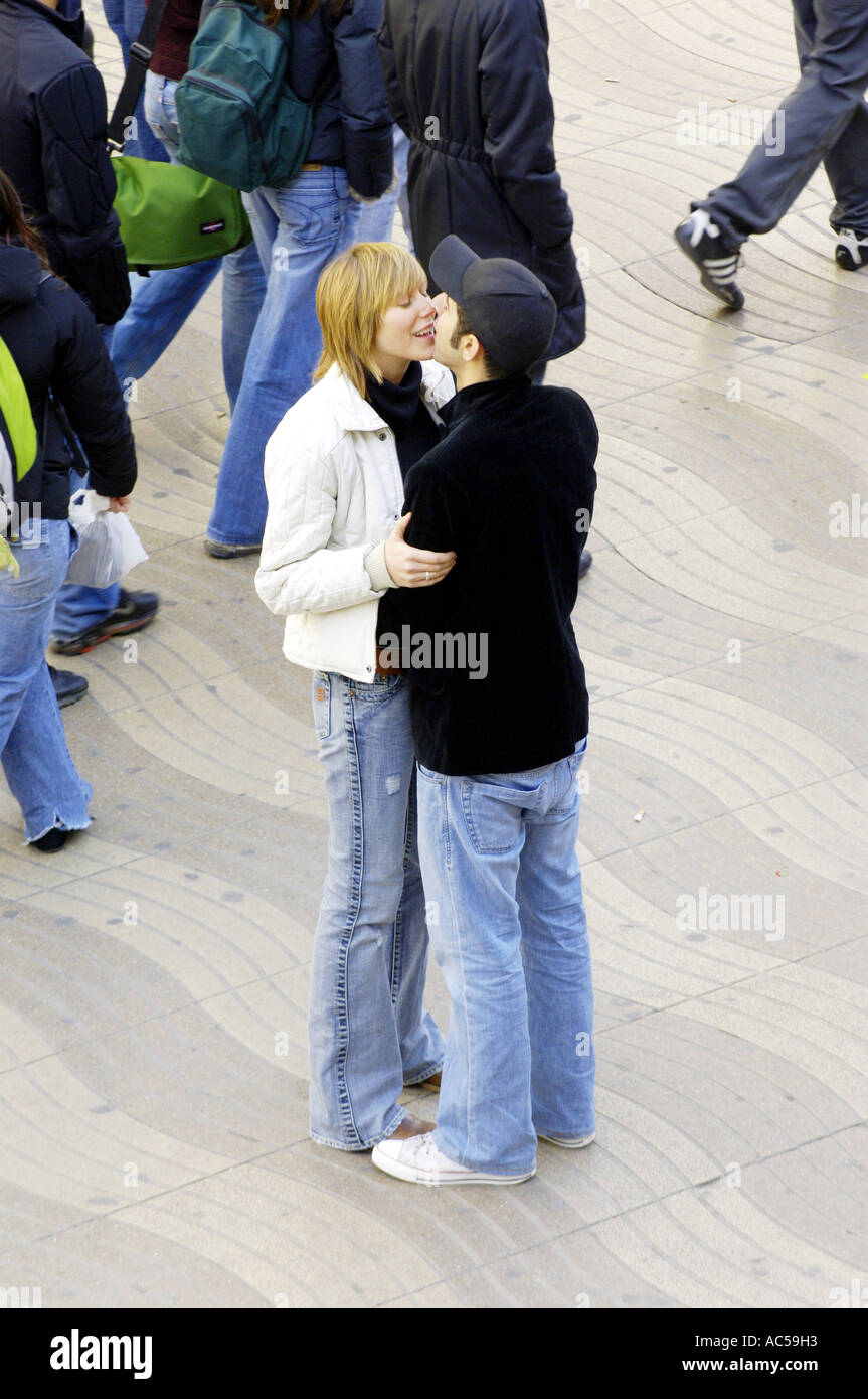 kiss kissing smooching barcelona catalunya spain spanish espana catalan ...