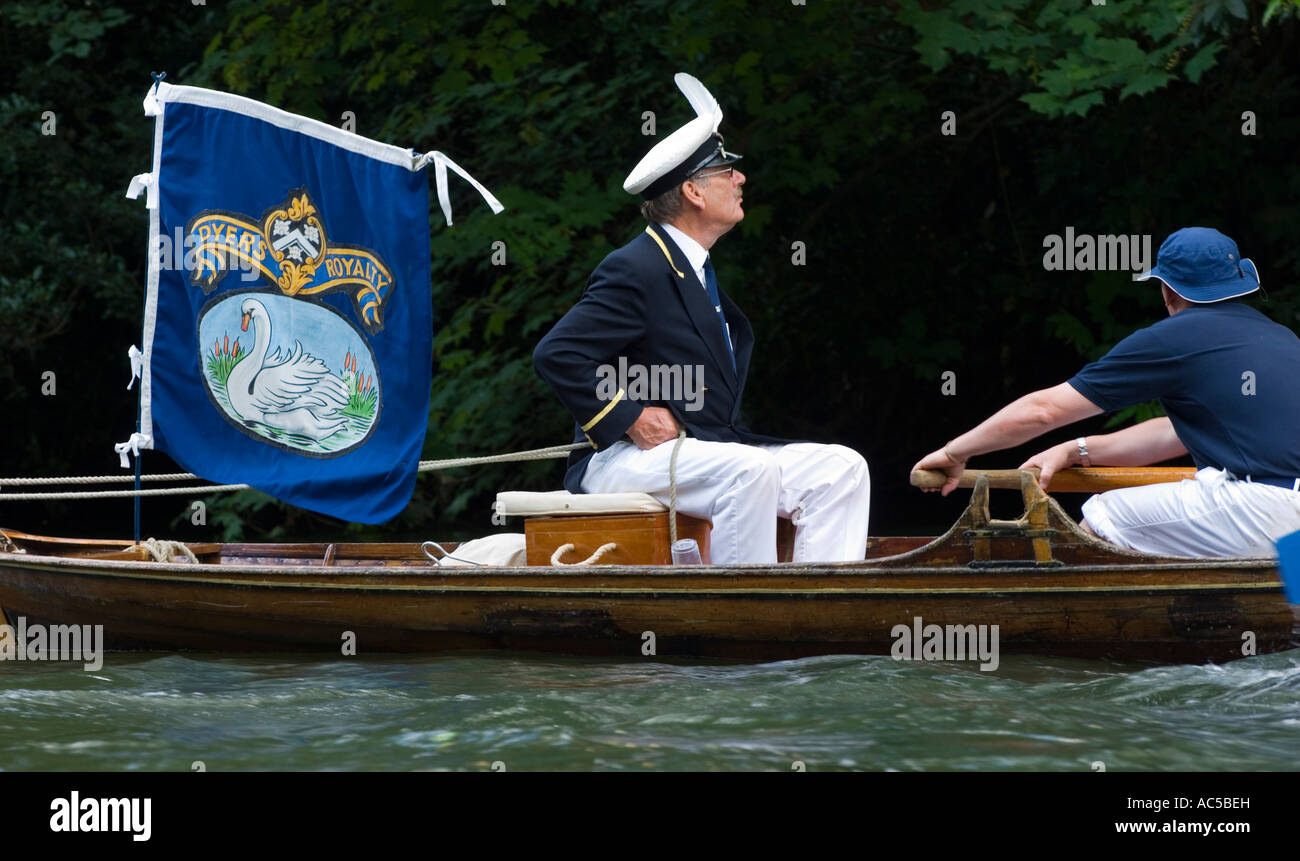 The flag of Dyers on the traditional Thames rowing skiff at the annual ...