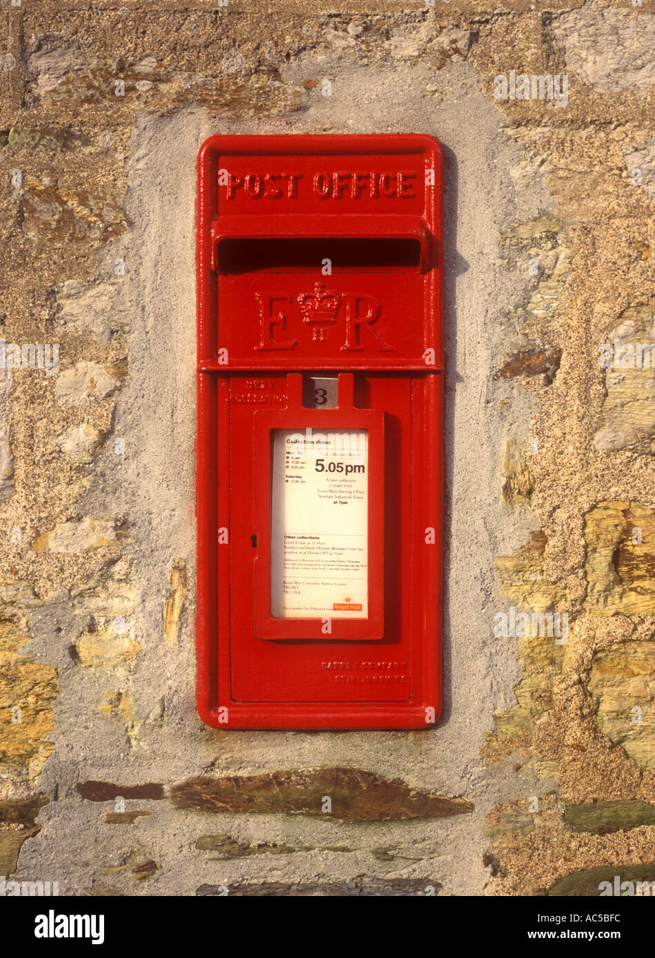 British Royal Mail post box, with Queen Elizabeth's insignia ER city of ...