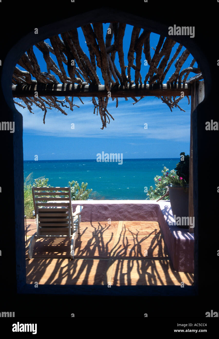 View onto balcony of guest cottage at Jakes Island Outpost Treasure ...