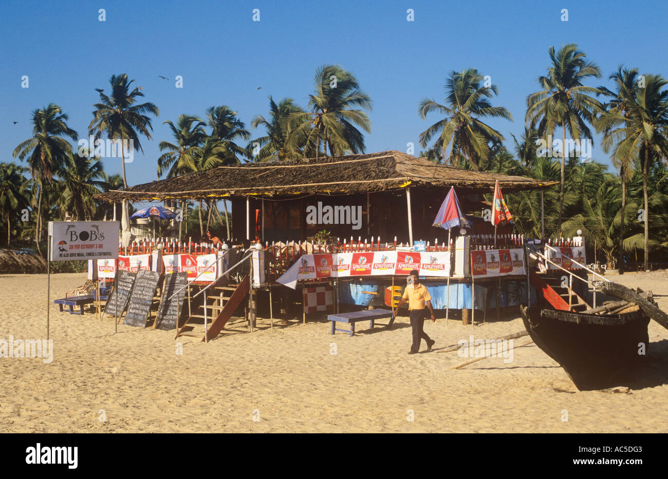 Beach hut restaurant Colva Goa India Stock Photo - Alamy