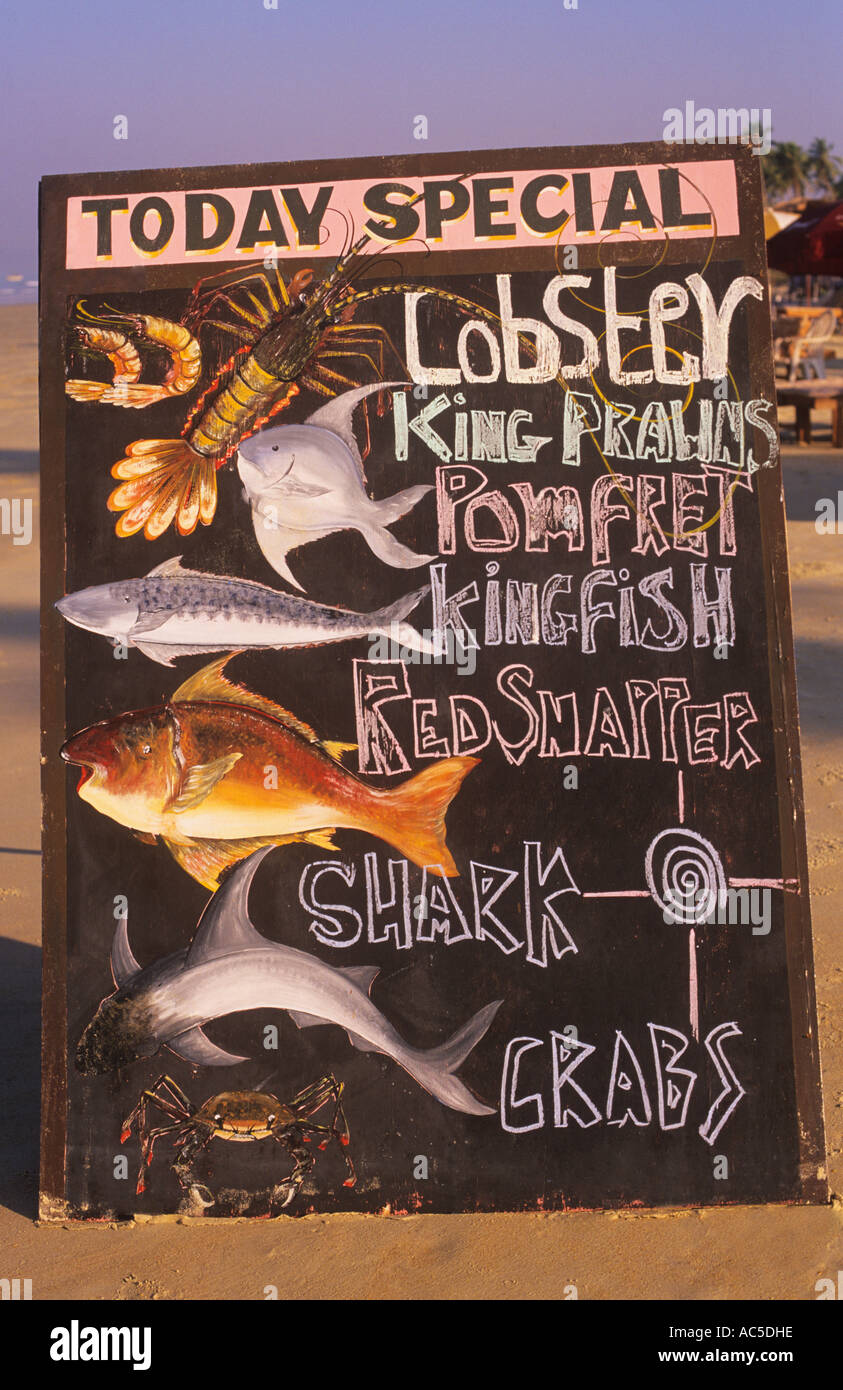 Beach hut restaurant sign Colva Goa India Stock Photo - Alamy