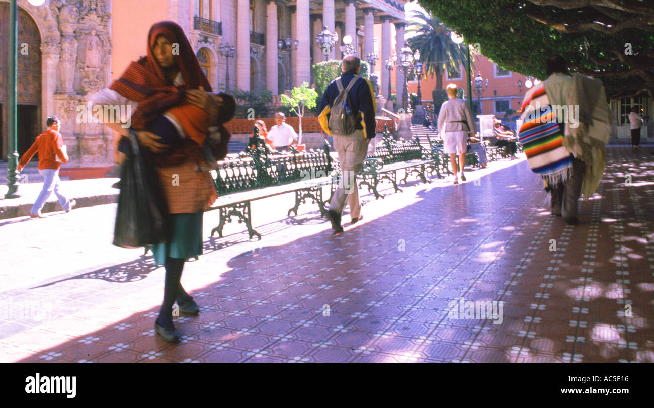 traditional woman walking shopping ethnic lady guanajuato culture ...