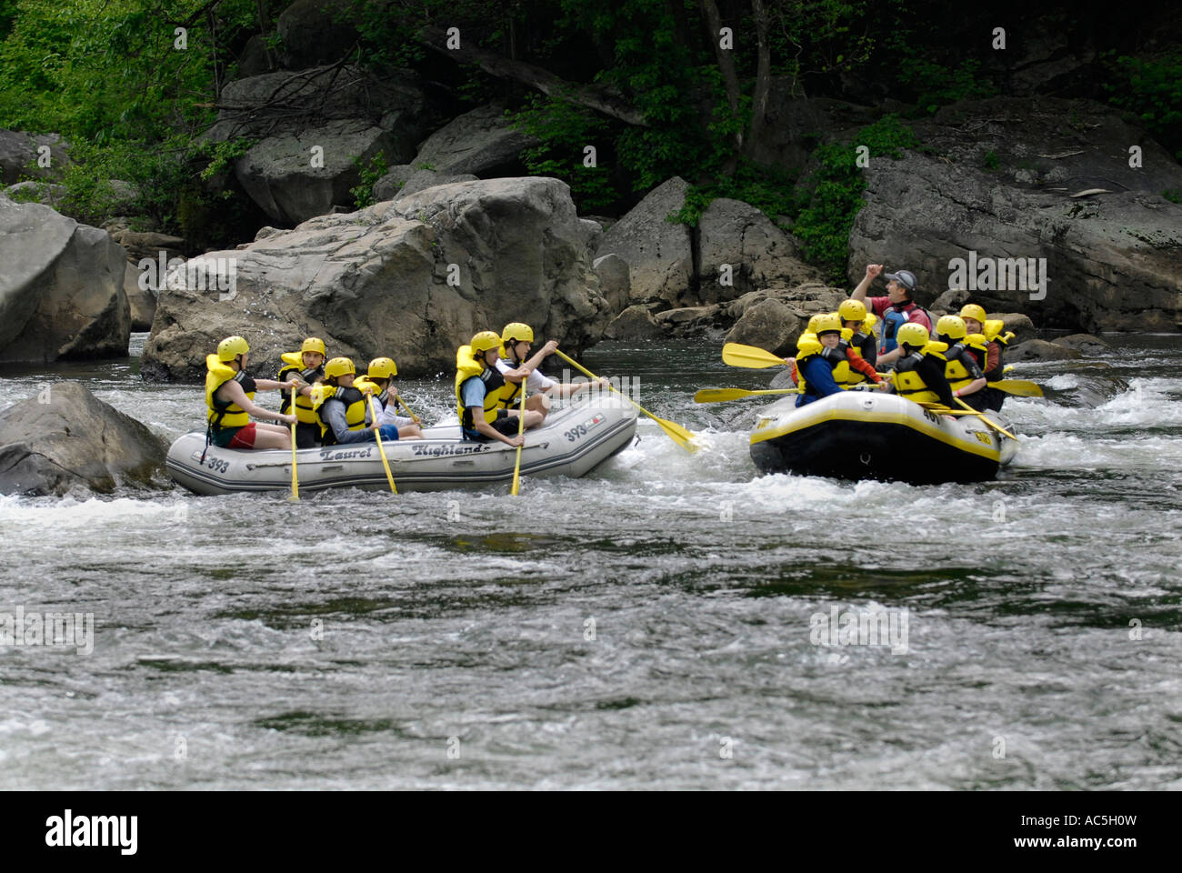 White water rafting on the Younghiogheny River in the Ohiopyle State ...
