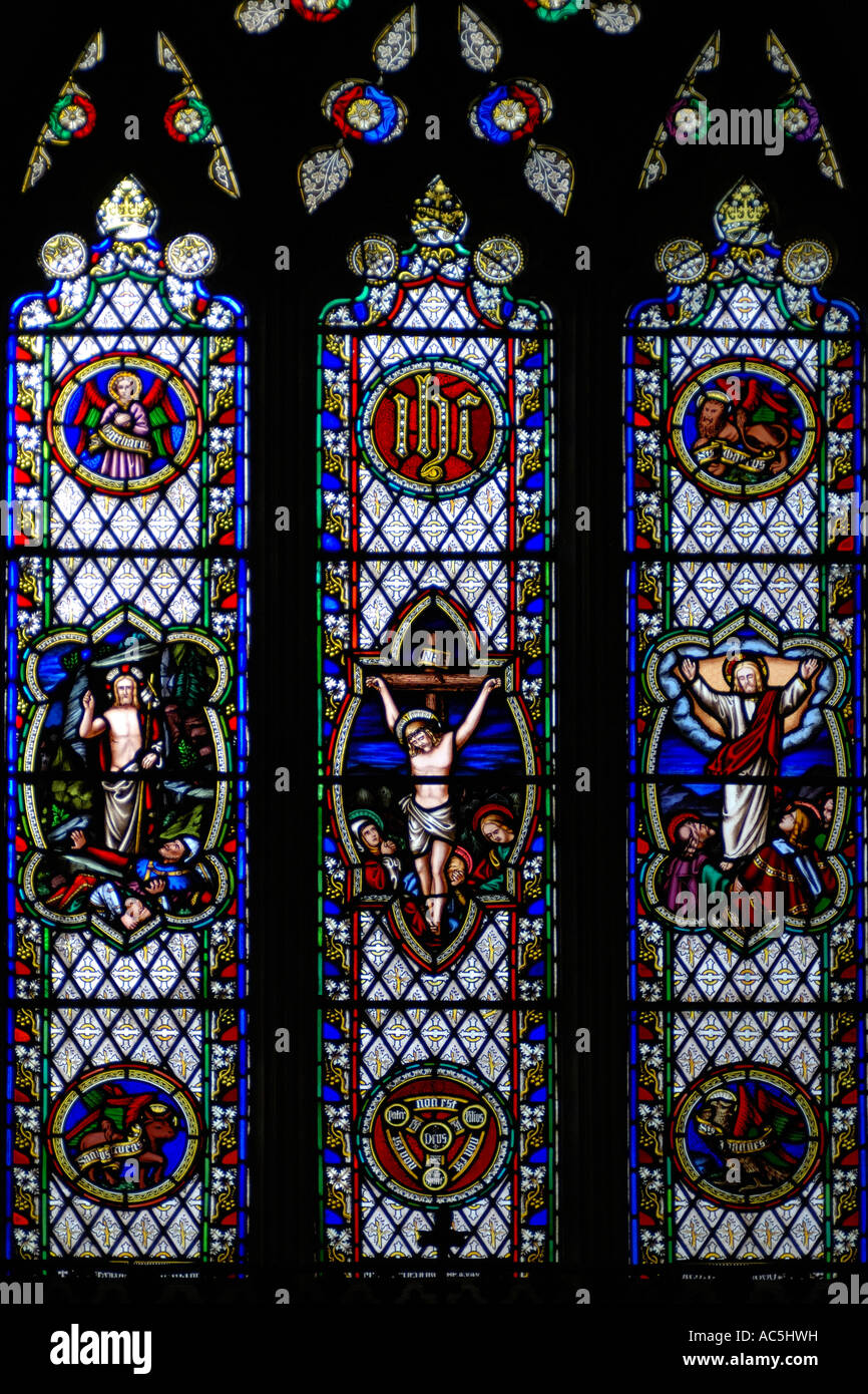 Stained glass window in St Winifrid church in Manaton South Devon ...