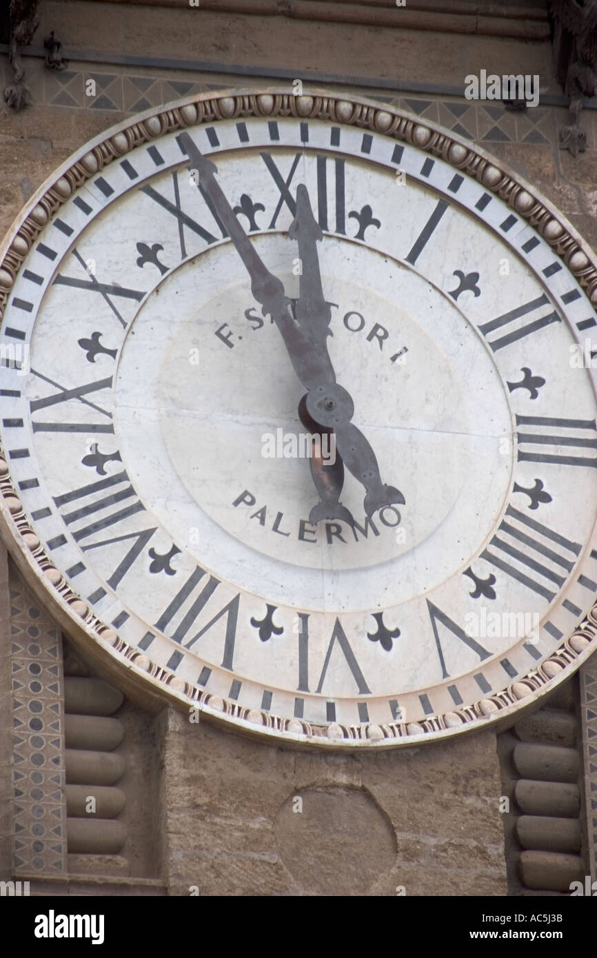 Clock Face The Cathedral Palermo Sicily Ital Stock Photo - Alamy