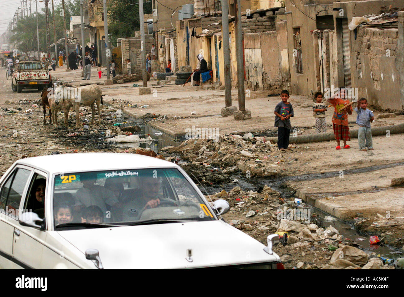 Iraq Basra Life 2005 Children can be seen grinning madly in the car on ...