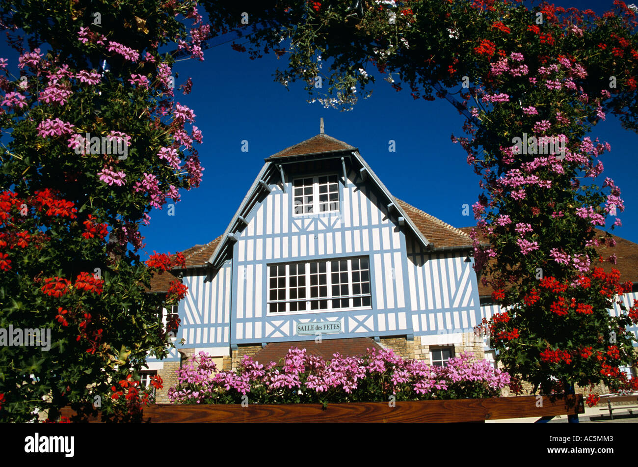 Saint Pierre Sur Dives, Normandy, France. Salle des Fetes through arch ...