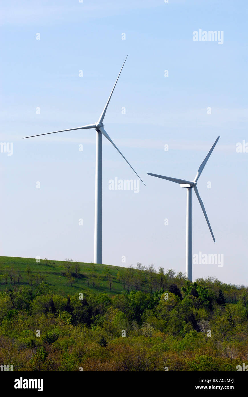 Wind turbine produces kinetic energy in wind into mechanical energy ...