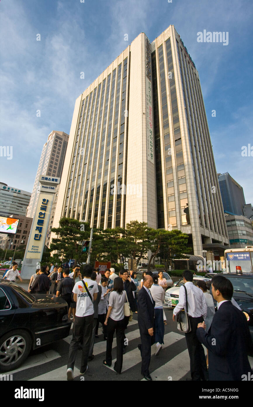 Korean People Walking in Crosswalk Downtown Seoul South Korea Stock ...