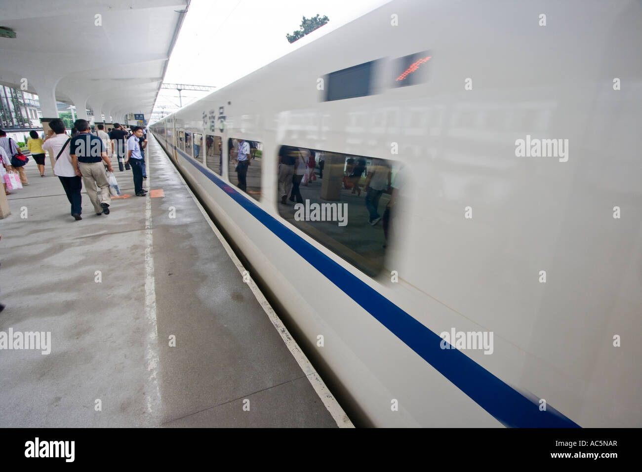 Chinese High Speed Shanghai Nanjing Railroad Bullet Train Entering ...