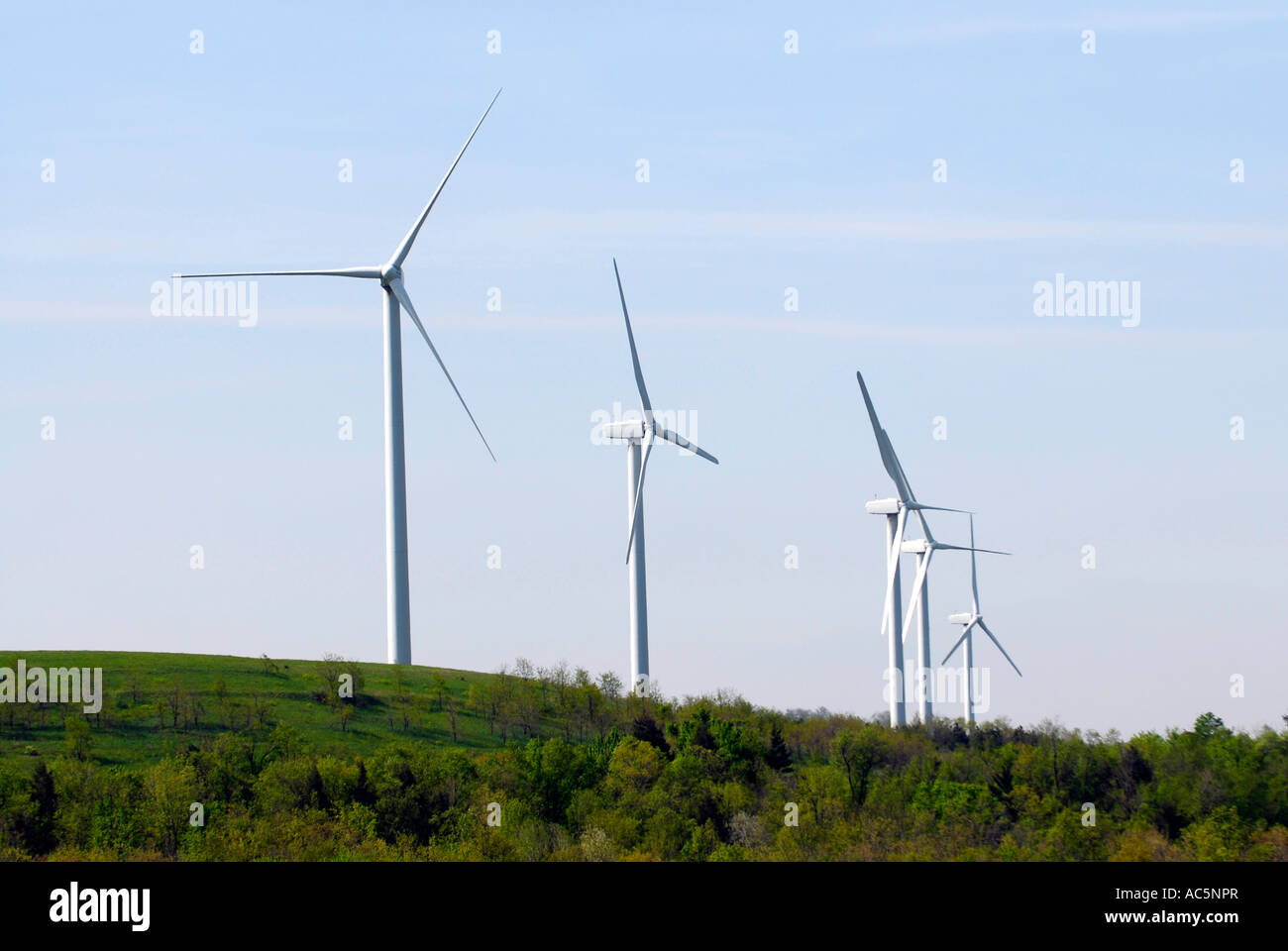 Wind turbine produces kinetic energy in wind into mechanical energy ...