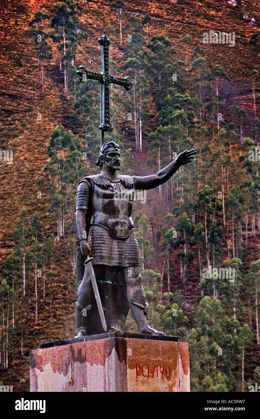 pelayo statue on the nuestra señora de covadonga sanctuary asturias ...