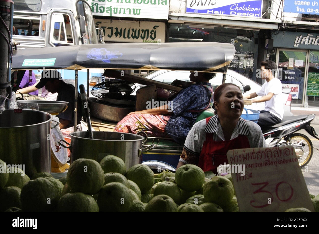 Thailand bangkok nonthaburi market street trader vendor seller fruit ...