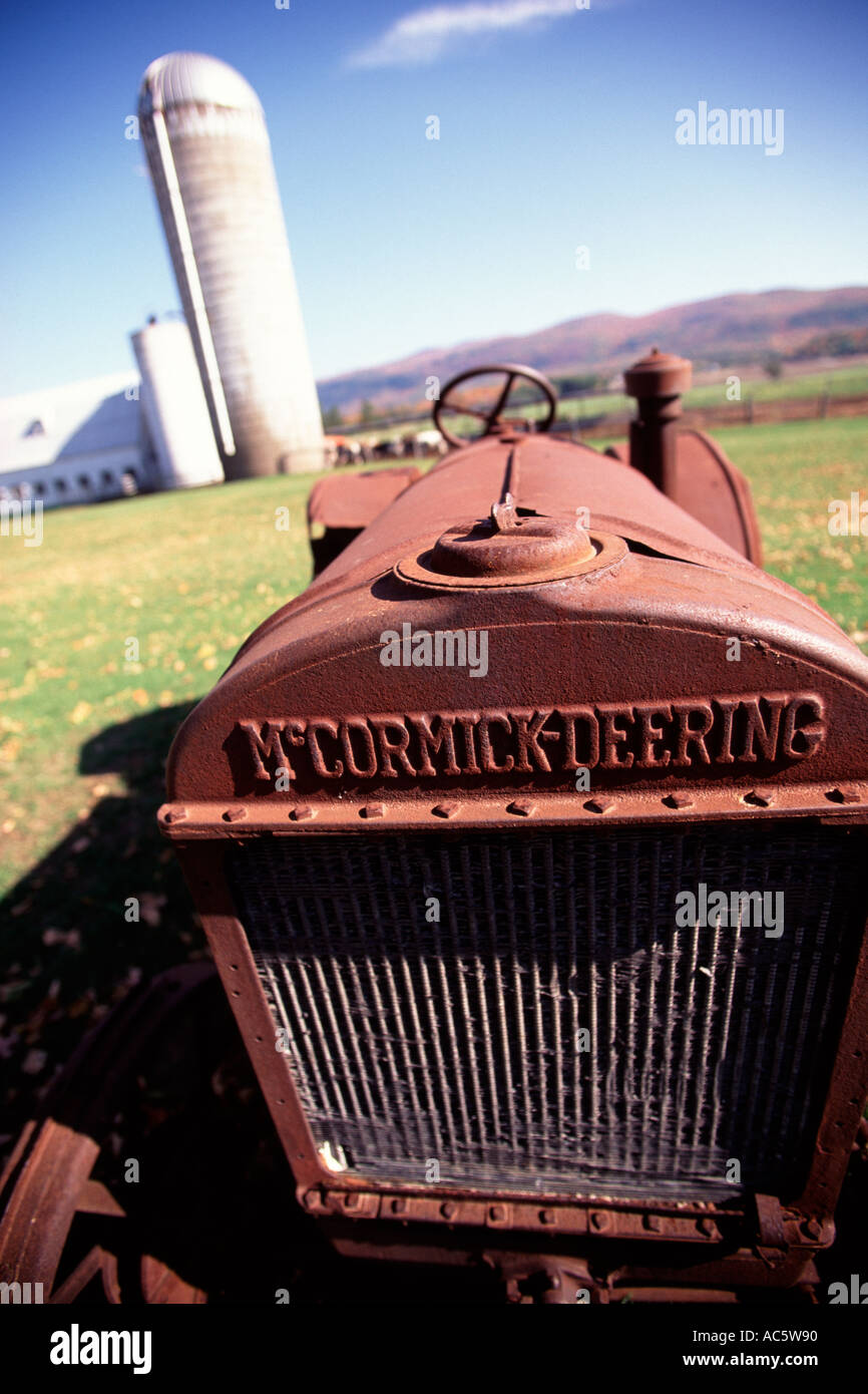 Rusted old tractor with silo in background in Vermont Rusted old ...