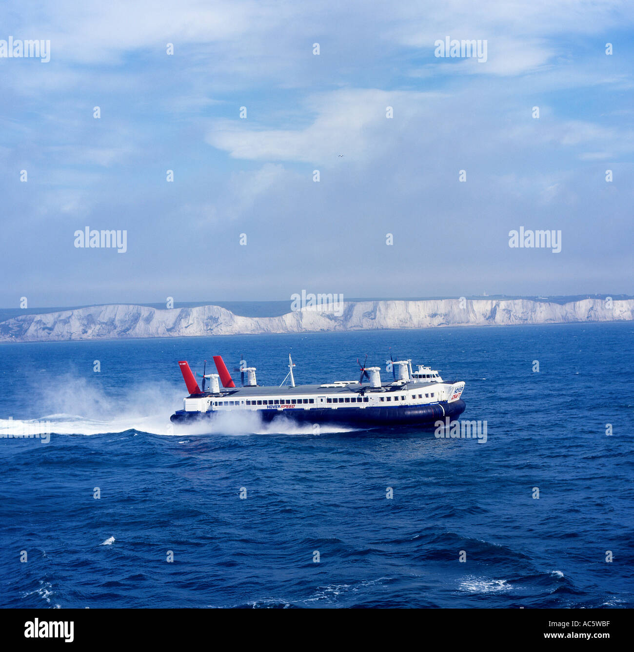 Hovercraft in English Channel outside Dover Kent England Stock Photo ...