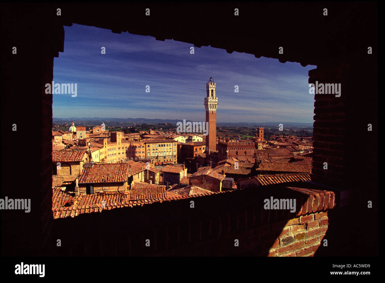 Sienna Italy city panorama framed by architectural detail Siena Italy ...
