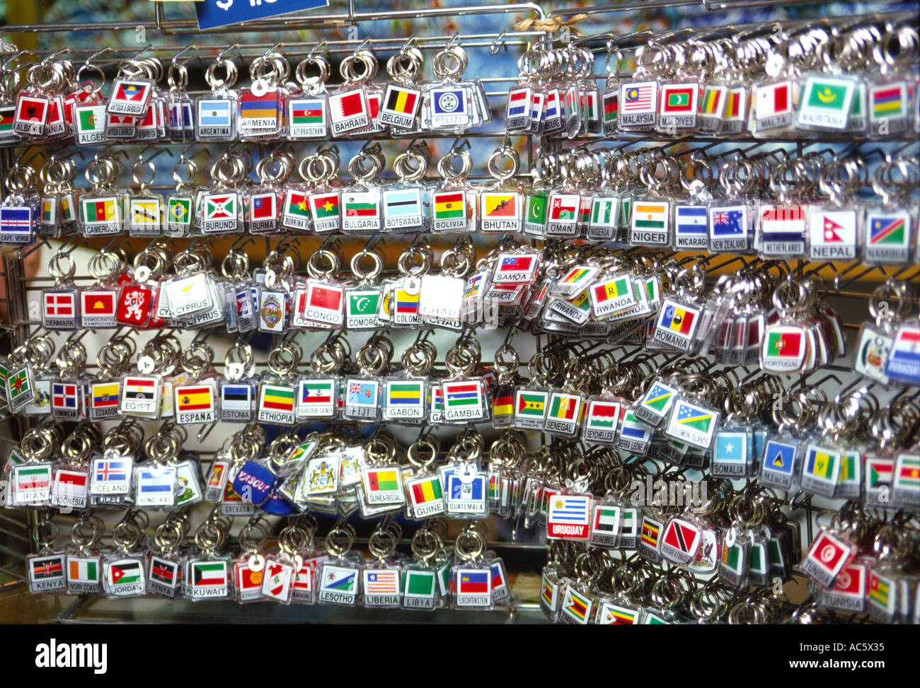 Key chains at a street vendors stand Key chains street vendors stand ...