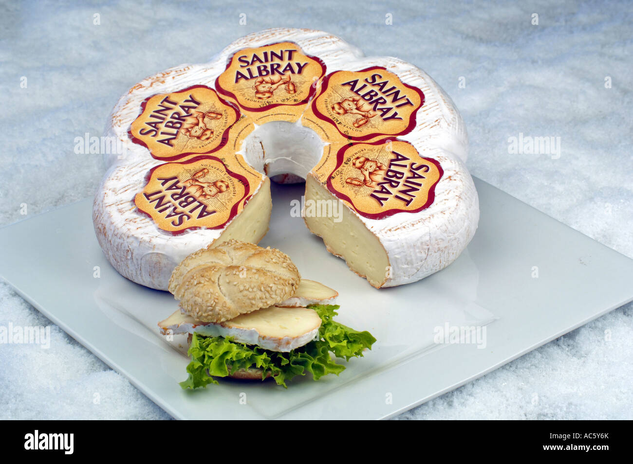 Saint Albray cheese with sesame roll sandwich Stock Photo - Alamy