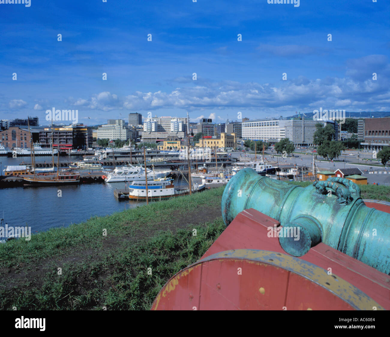 Panorama over Oslo waterfront and Harbour towards Aker Brygge, from ...
