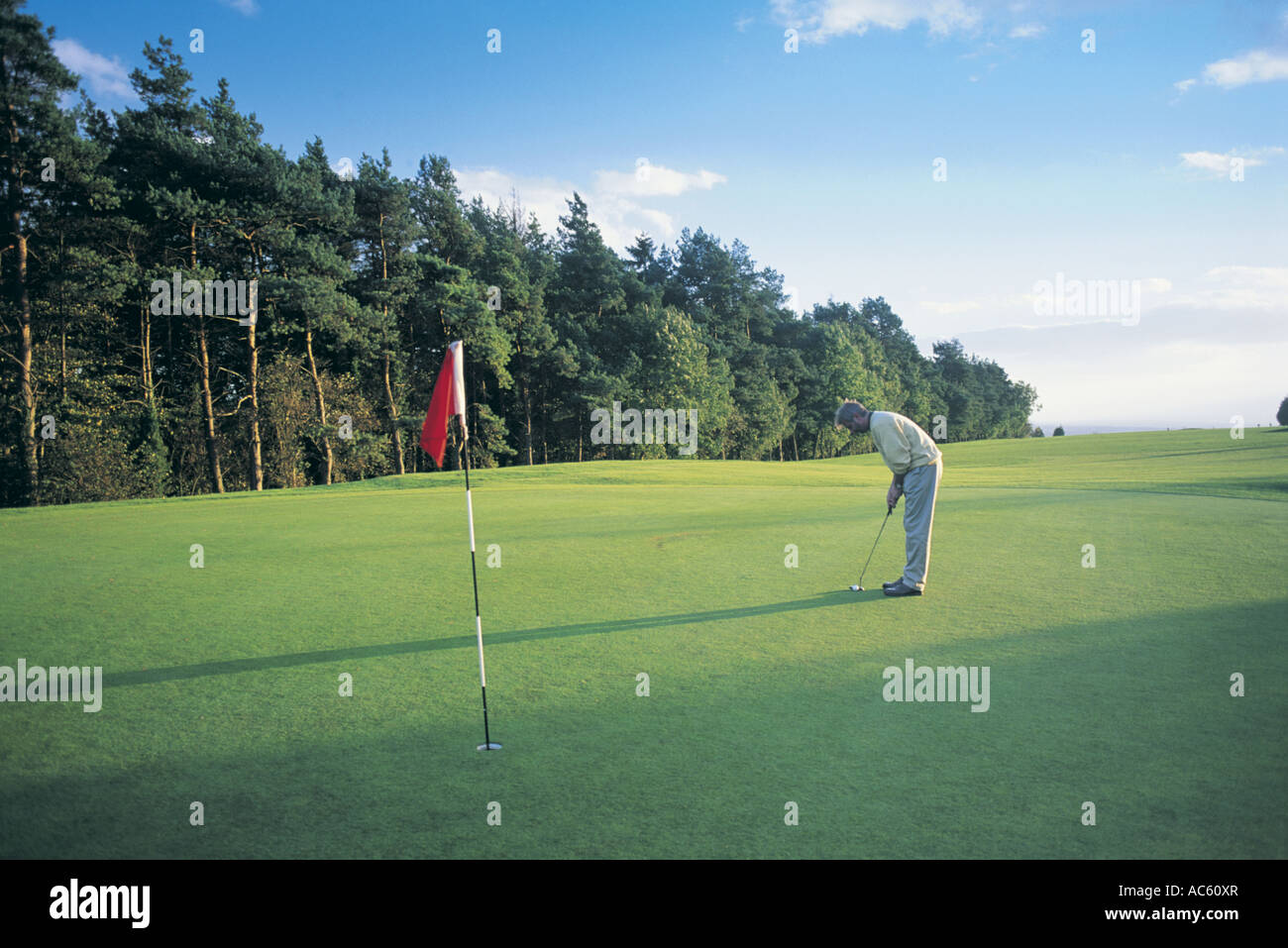Man putting golf ball Gloucestershire UK Stock Photo - Alamy