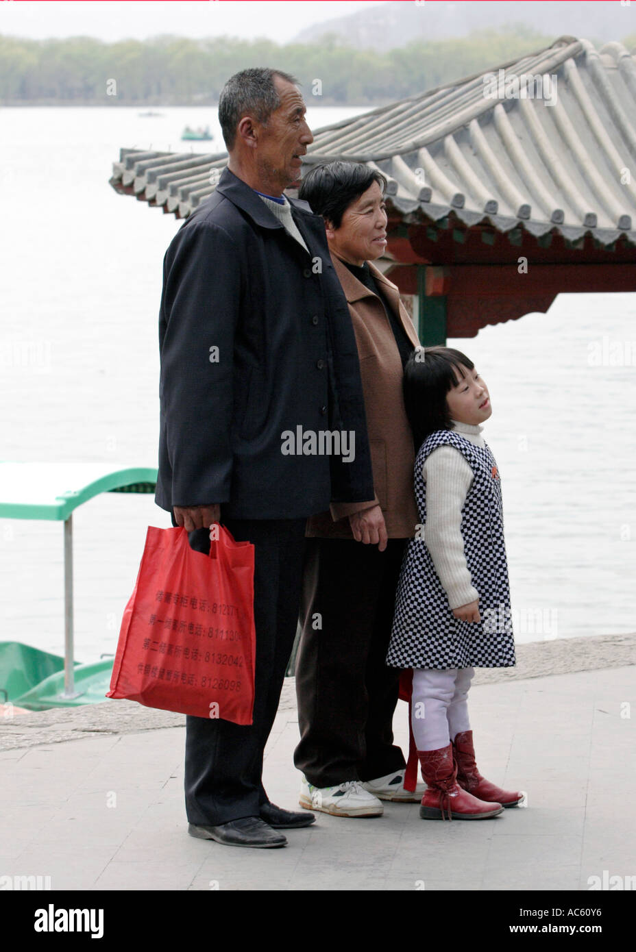 Chinese Family posing at the Summer Palace in Beijing China Stock Photo ...