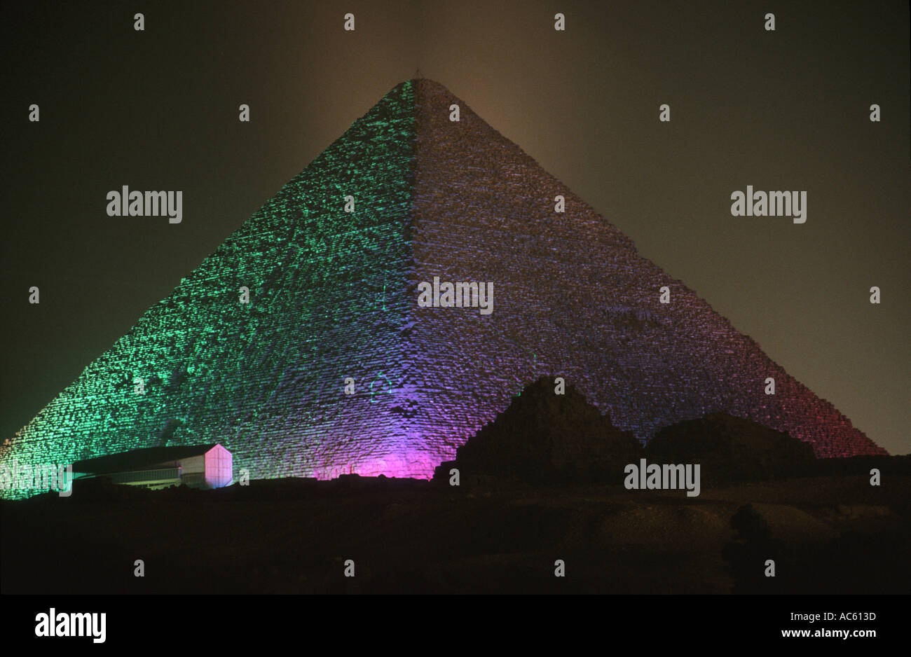 Pyramids at Giza by night Stock Photo - Alamy