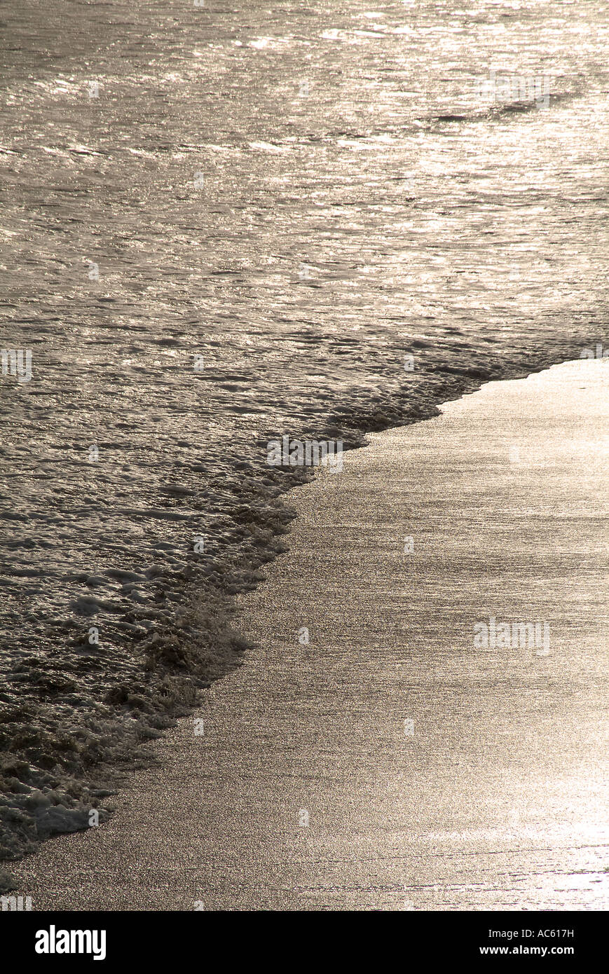 Aerial View Of Wet Sand & Waves With Reflections, Ventura Beach ...
