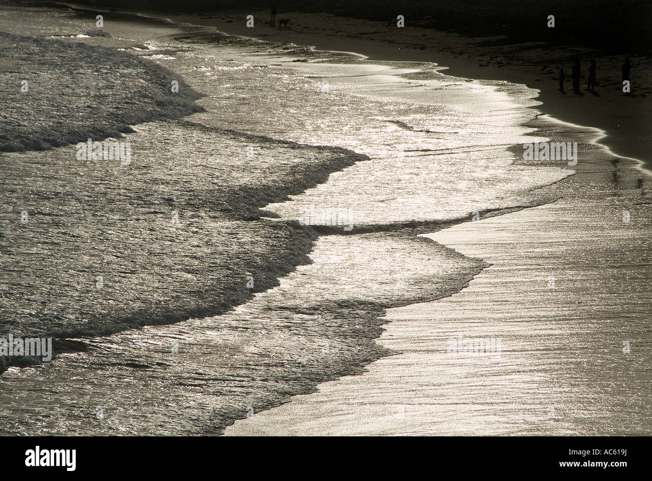 Aerial View Of Wet Sand & Waves With Reflections, Ventura Beach ...