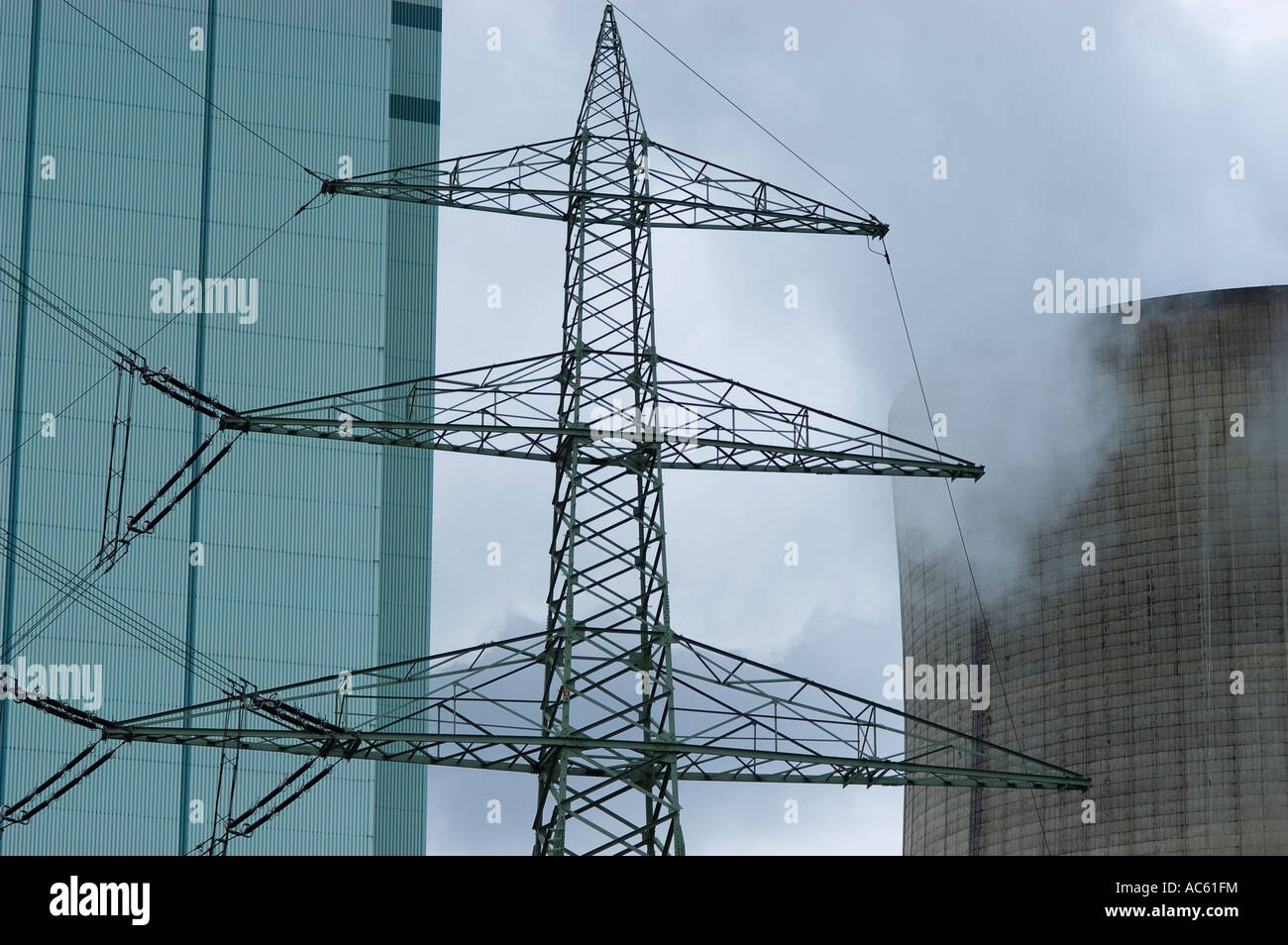 Powerplant and pylon Stock Photo - Alamy