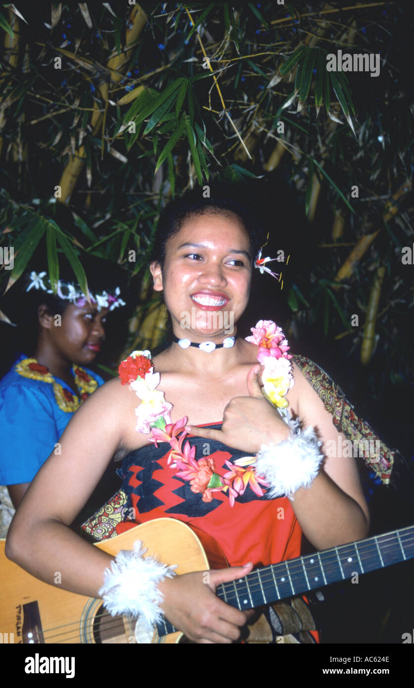 Musician at the Mormon owned Polynesian Culture Centre Laie Oahu Hawaii ...
