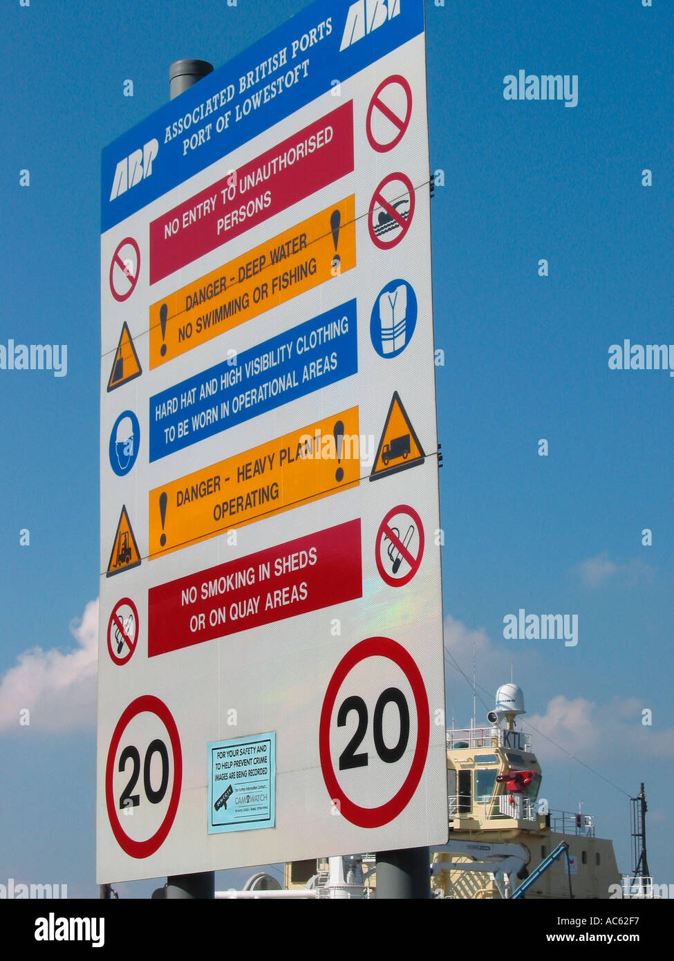 ABP Associated British Ports Safety Sign Stock Photo - Alamy