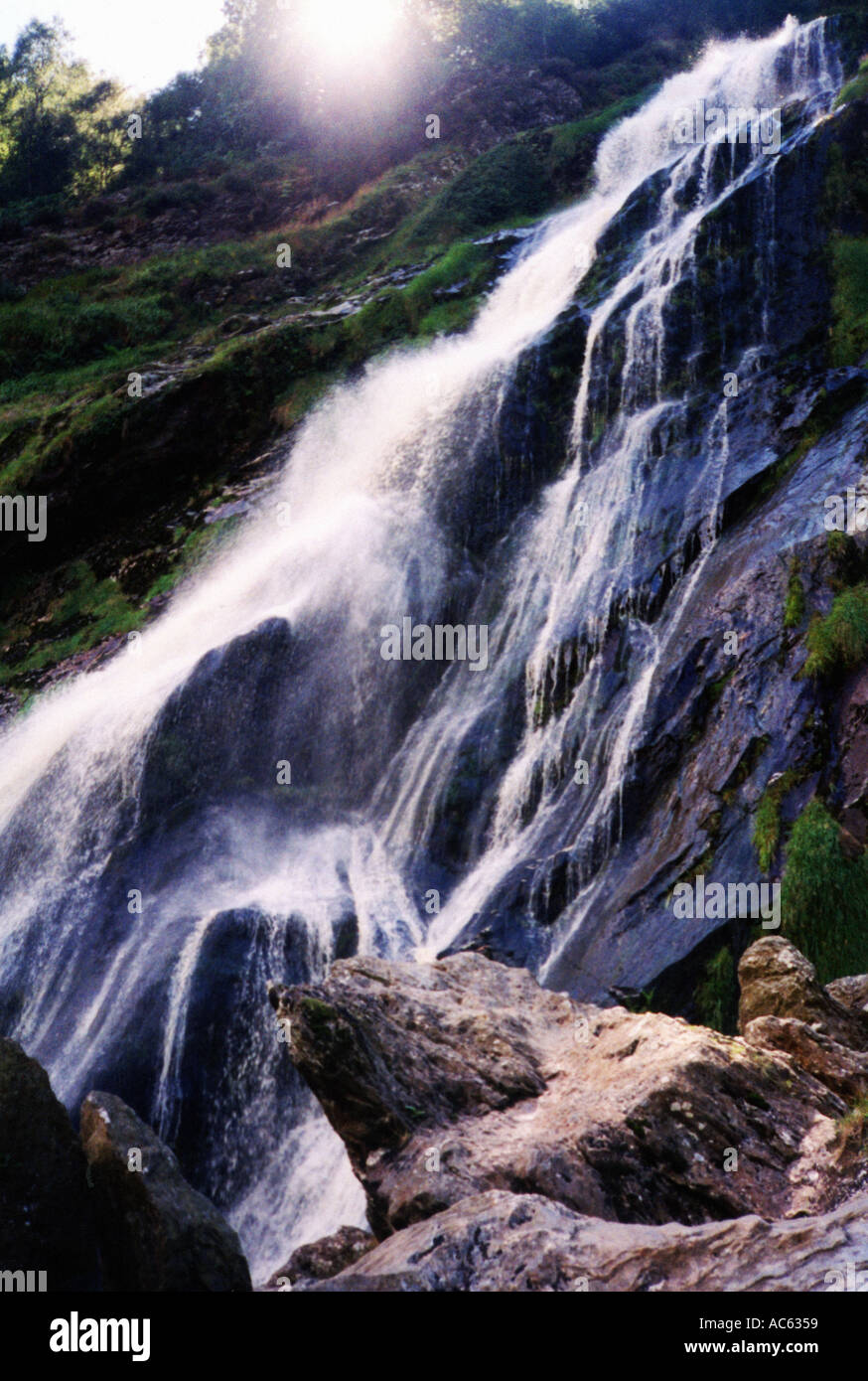 Waterfall At Powerscourt Wicklow Stock Photo - Alamy