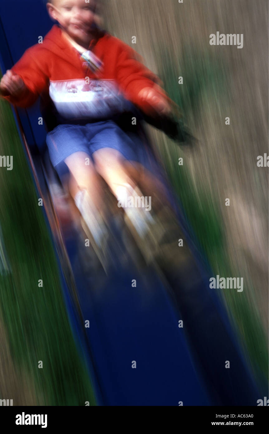 Boy in adventure playground UK 37771AD Stock Photo - Alamy