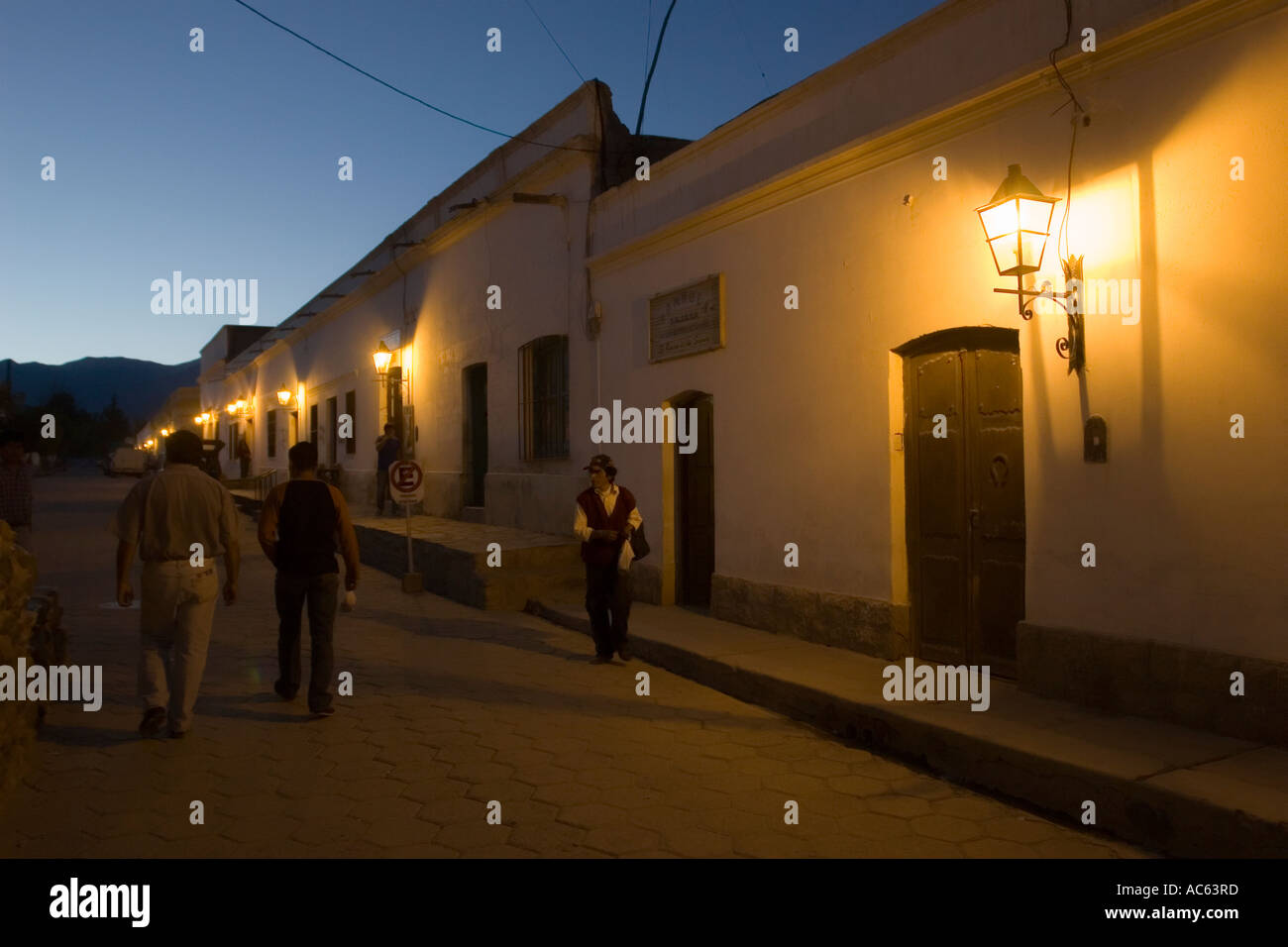 A night shot of a street in Cachi, Salta, Argentina Stock Photo - Alamy