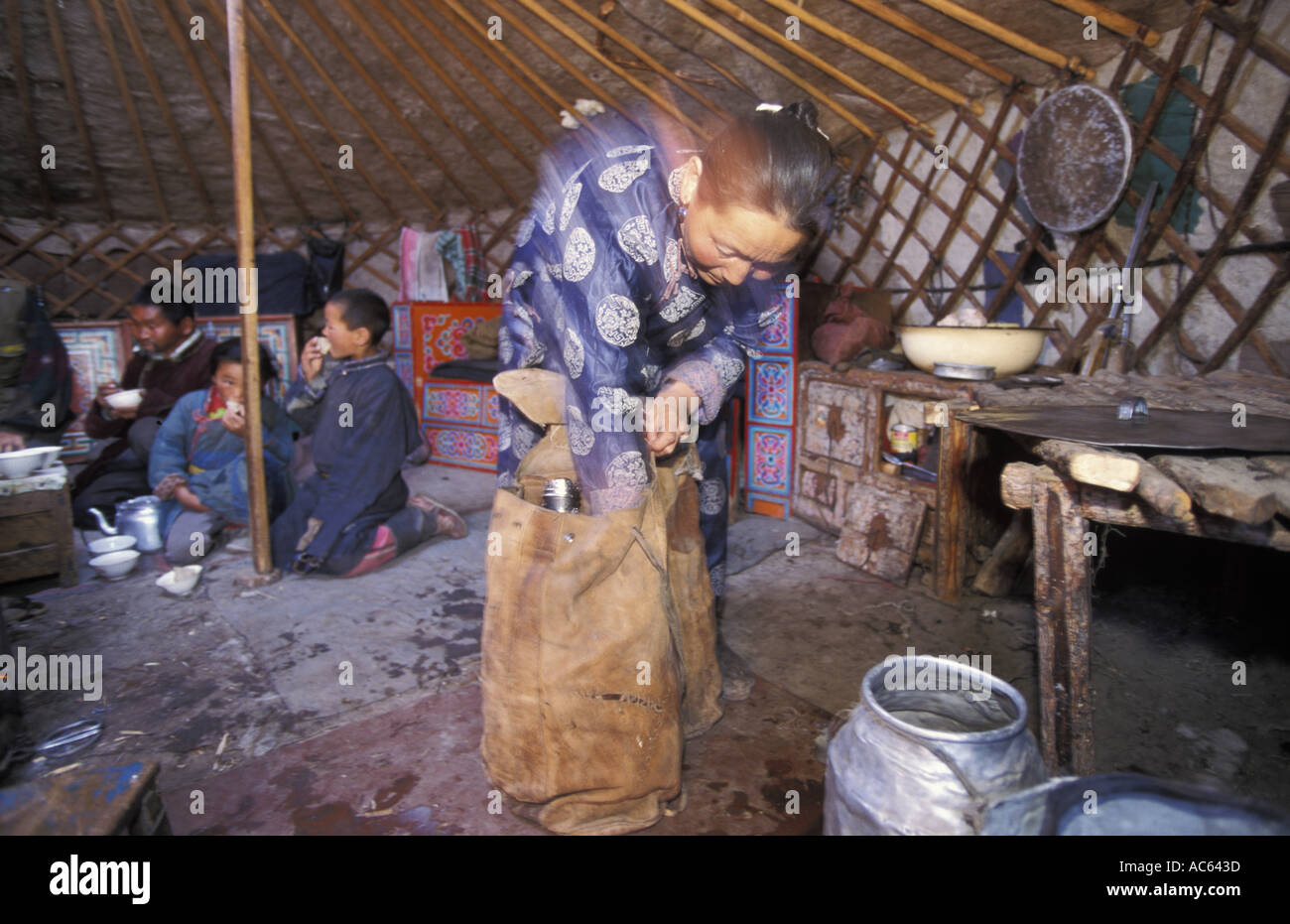 Inside a Mongolian Ger yurt Mongolia Stock Photo - Alamy