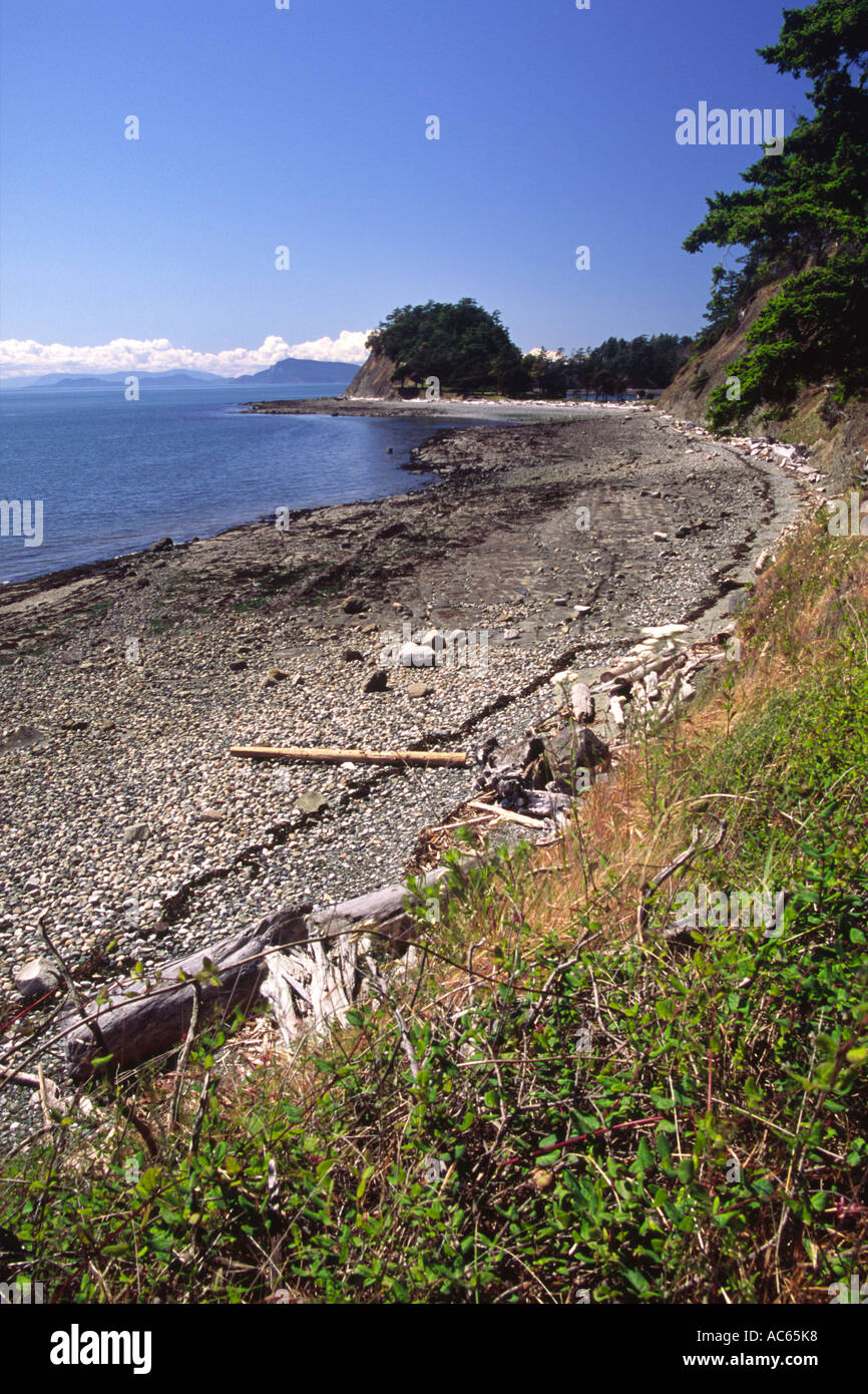 Sucia Island view along empty beach San Juan Islands State Park in ...