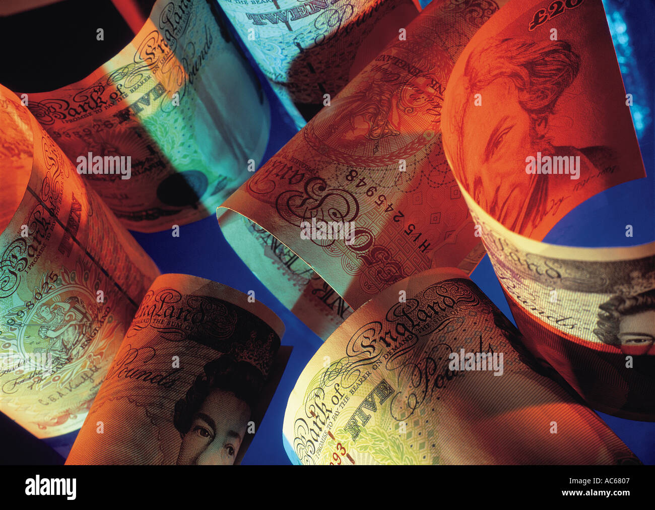 UK Rolled Bank notes Stock Photo - Alamy