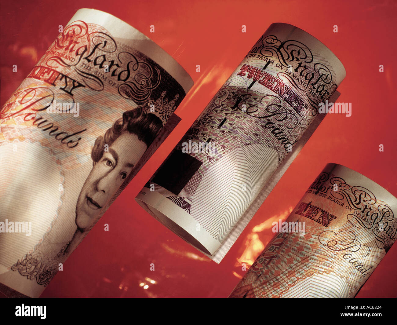 UK Rolled Bank notes Stock Photo - Alamy