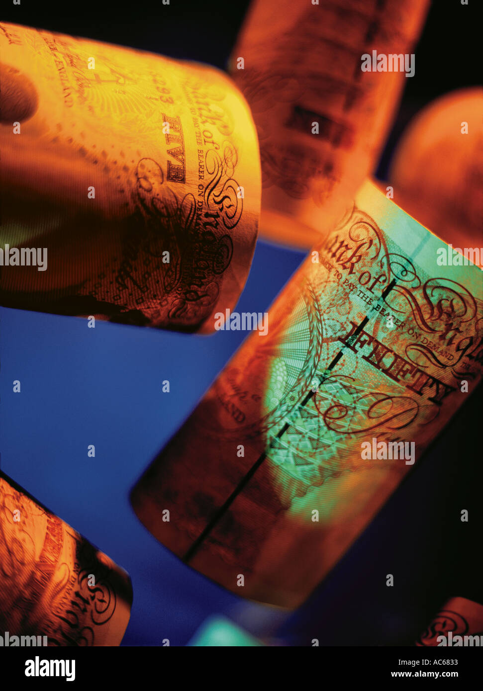 UK Falling bank notes Stock Photo - Alamy