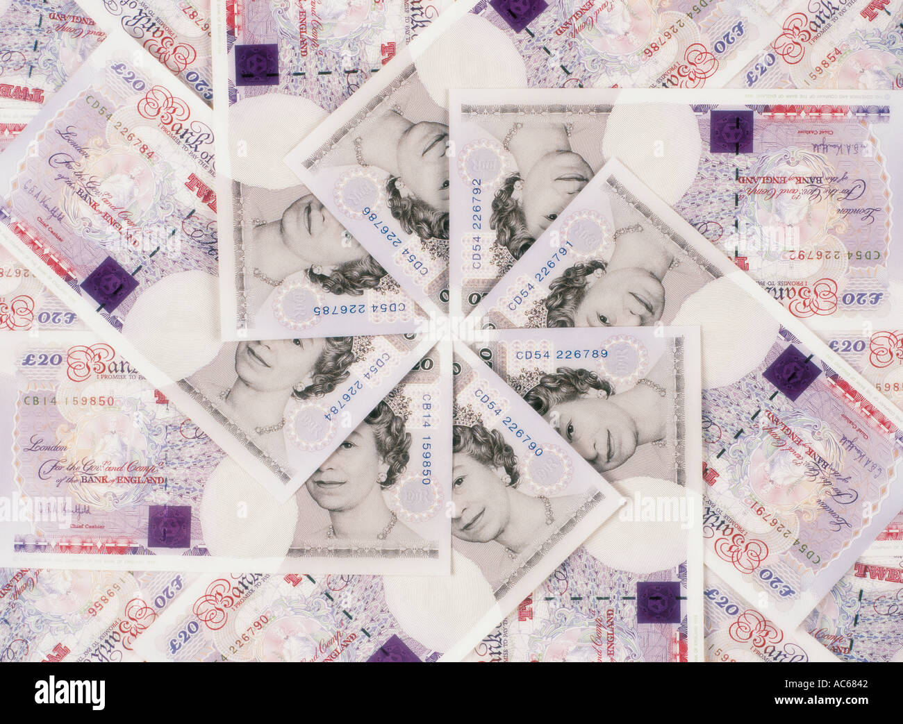 Uk arranged twenty pound notes Stock Photo - Alamy