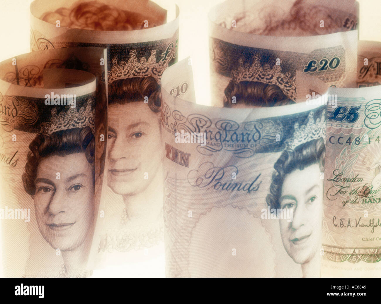 UK Rolled Bank notes Stock Photo - Alamy