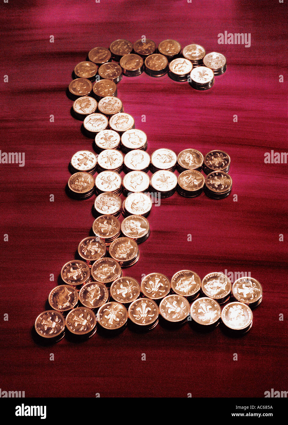 UK coins arranged as pound symbol Stock Photo - Alamy