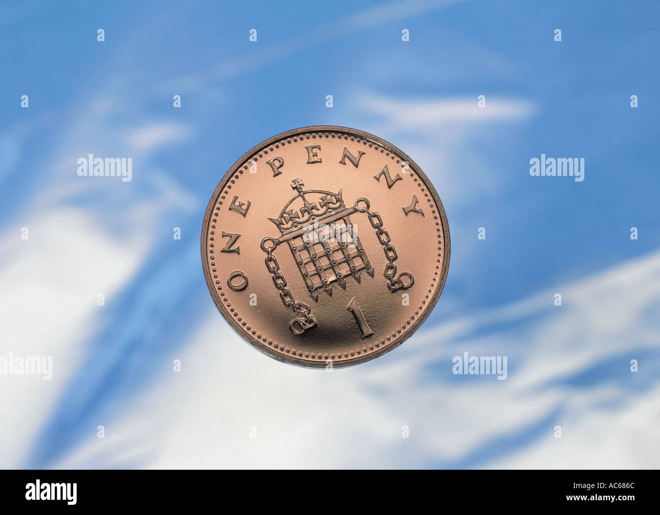 UK One pence piece Stock Photo - Alamy