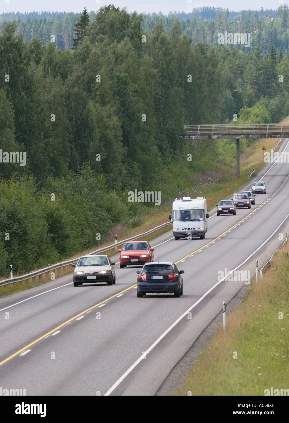 Slow traffic in Finnish highway , Finland Stock Photo - Alamy