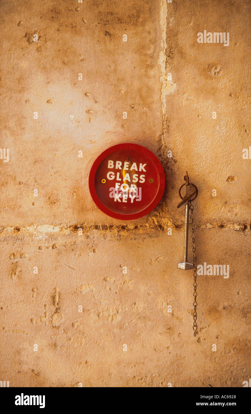 Break Glass For Key Sign London Stock Photo - Alamy