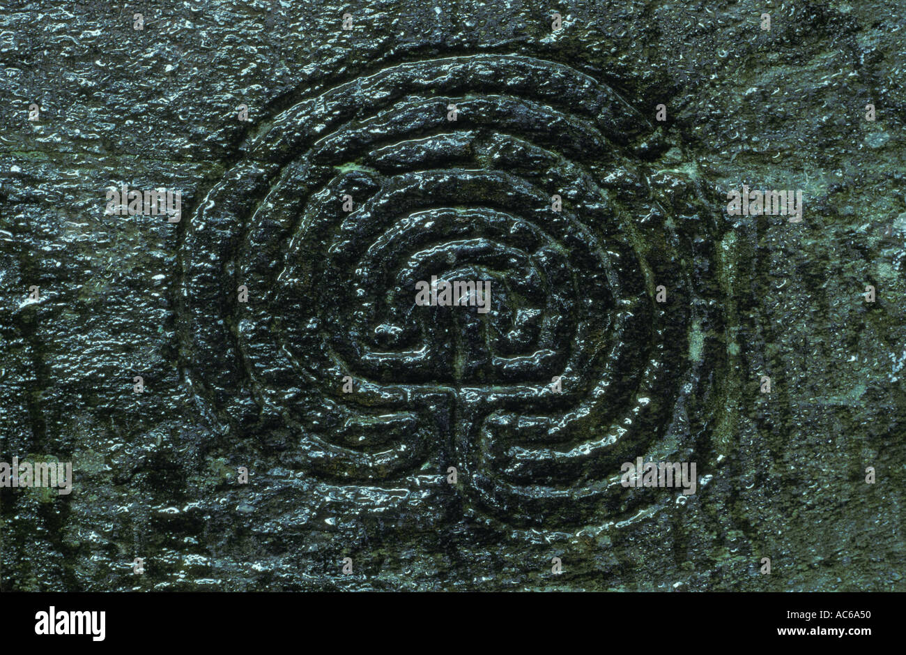 Labyrinth Rock Carving Nr Tintagel Devon England HOMER SYKES Stock ...